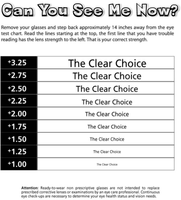 Test Your Reading Vision Eye Chart Printable